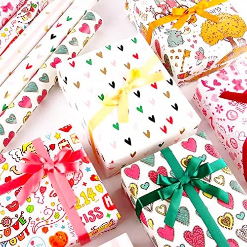 6 x Recyclable Love Heart Wrapping Paper Sheets —Premium Gift Wrap ...