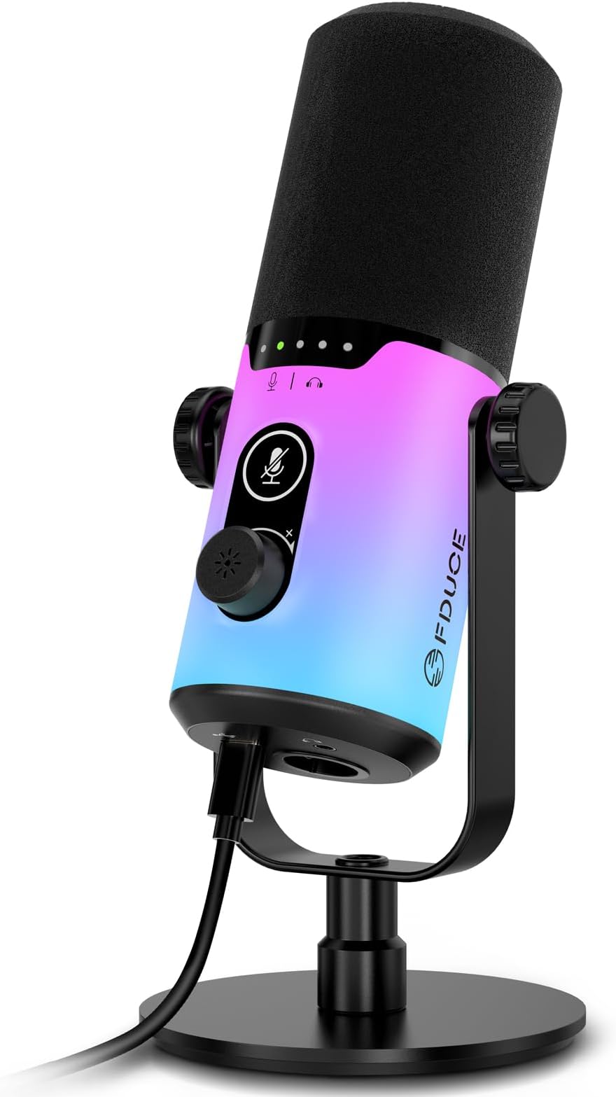 FDUCE USB/XLR Gaming Dynamic Microphone for Podcast Recording, PC ...