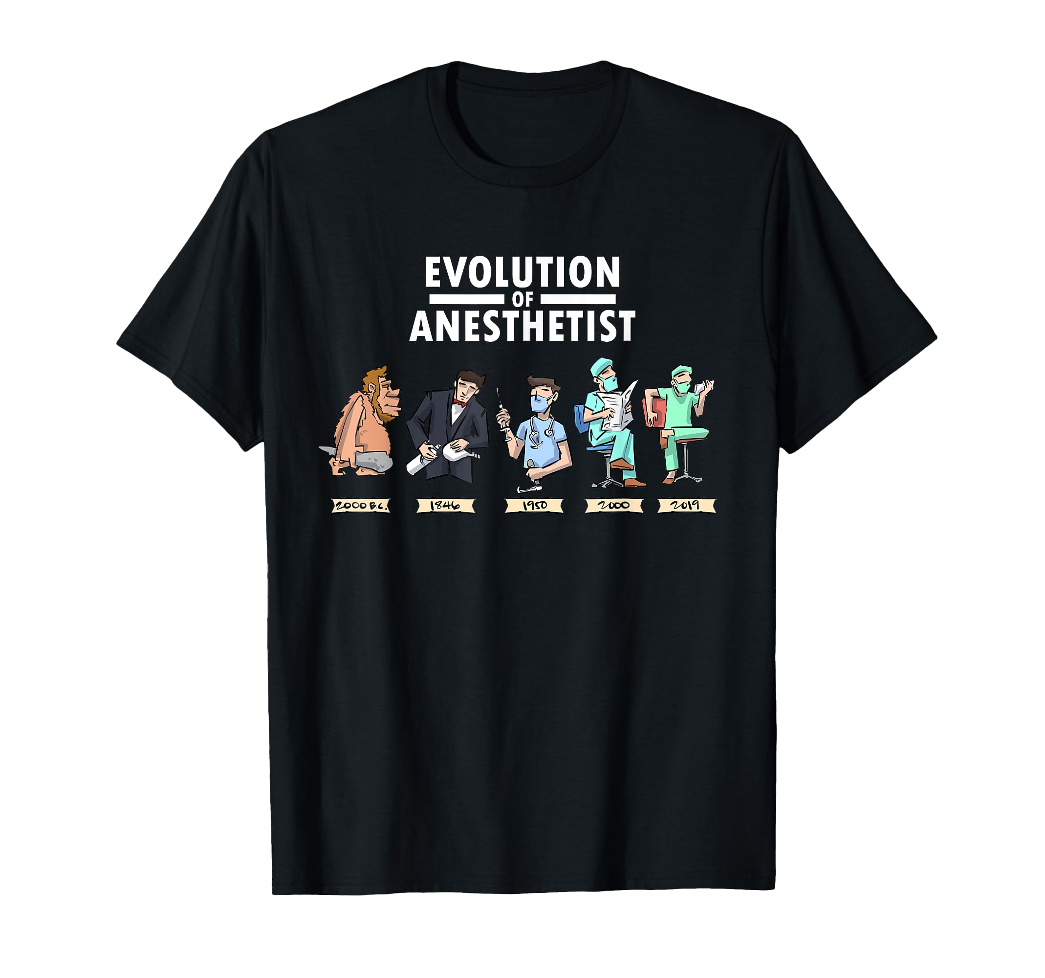 Amazon.com: Funny Anesthesia T shirt Evolution of Anesthesia Gift T ...