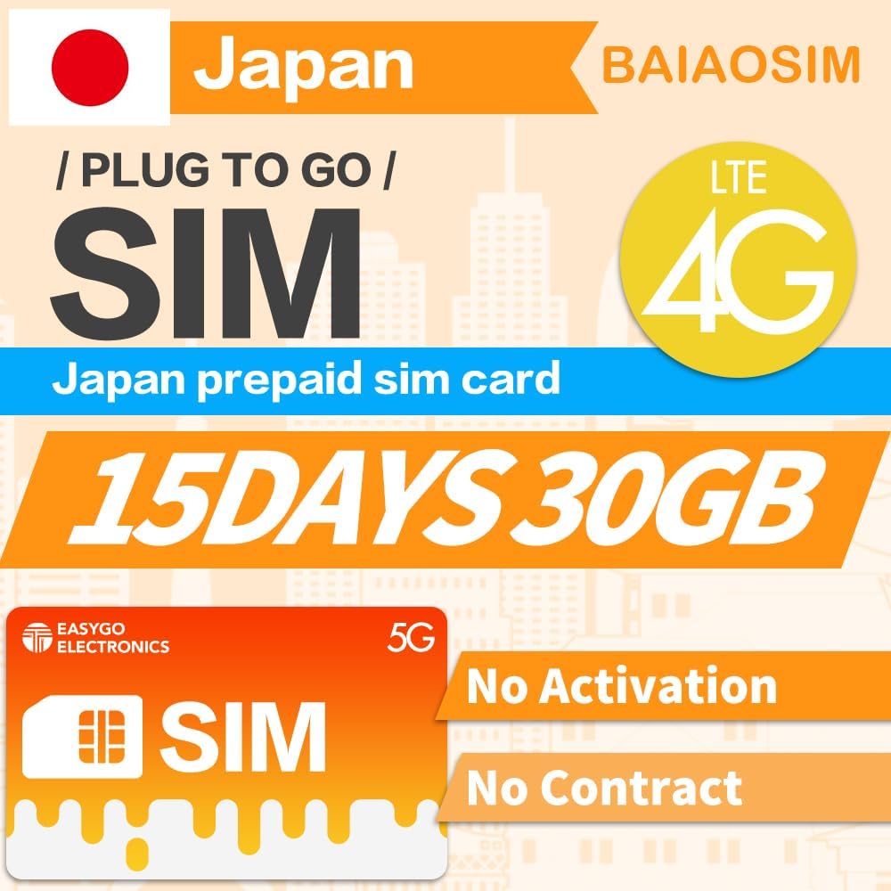 Amazon.com: Data Sim Card for Japan, Softbank Prepaid Data Sim Card 15 Days, 30GB 4G LTE Data ...
