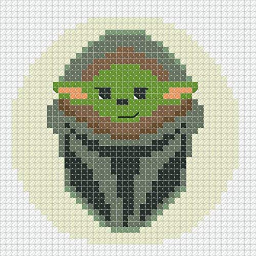 3 inch baby yoda cross stitch pattern, counted modern cute easy baby ...