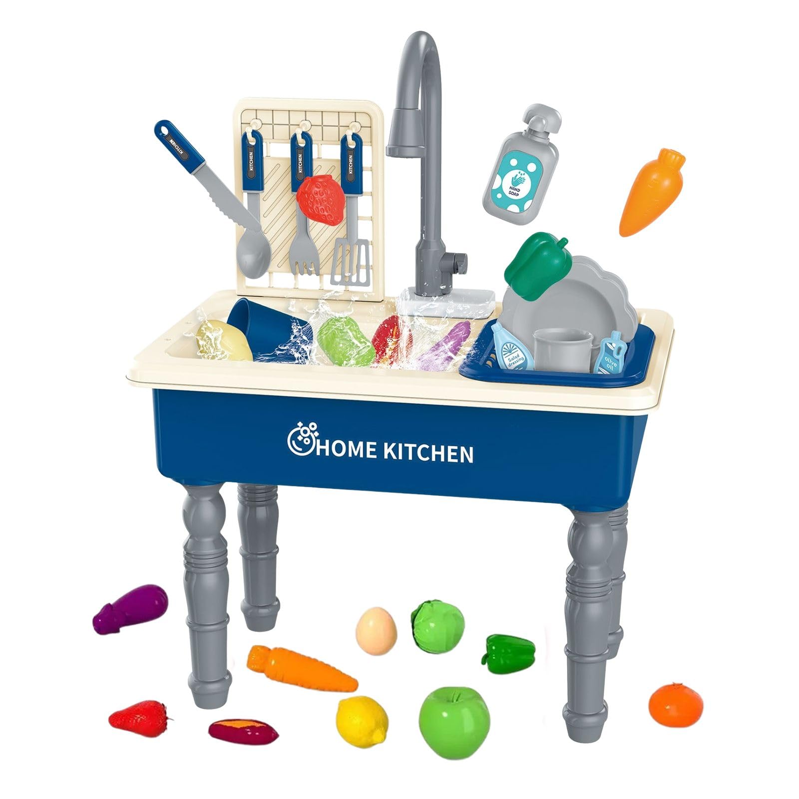 KIDBOT Kids Kitchen Pretend Toy Sink Wash Tap Basin Faucet Playset Role ...