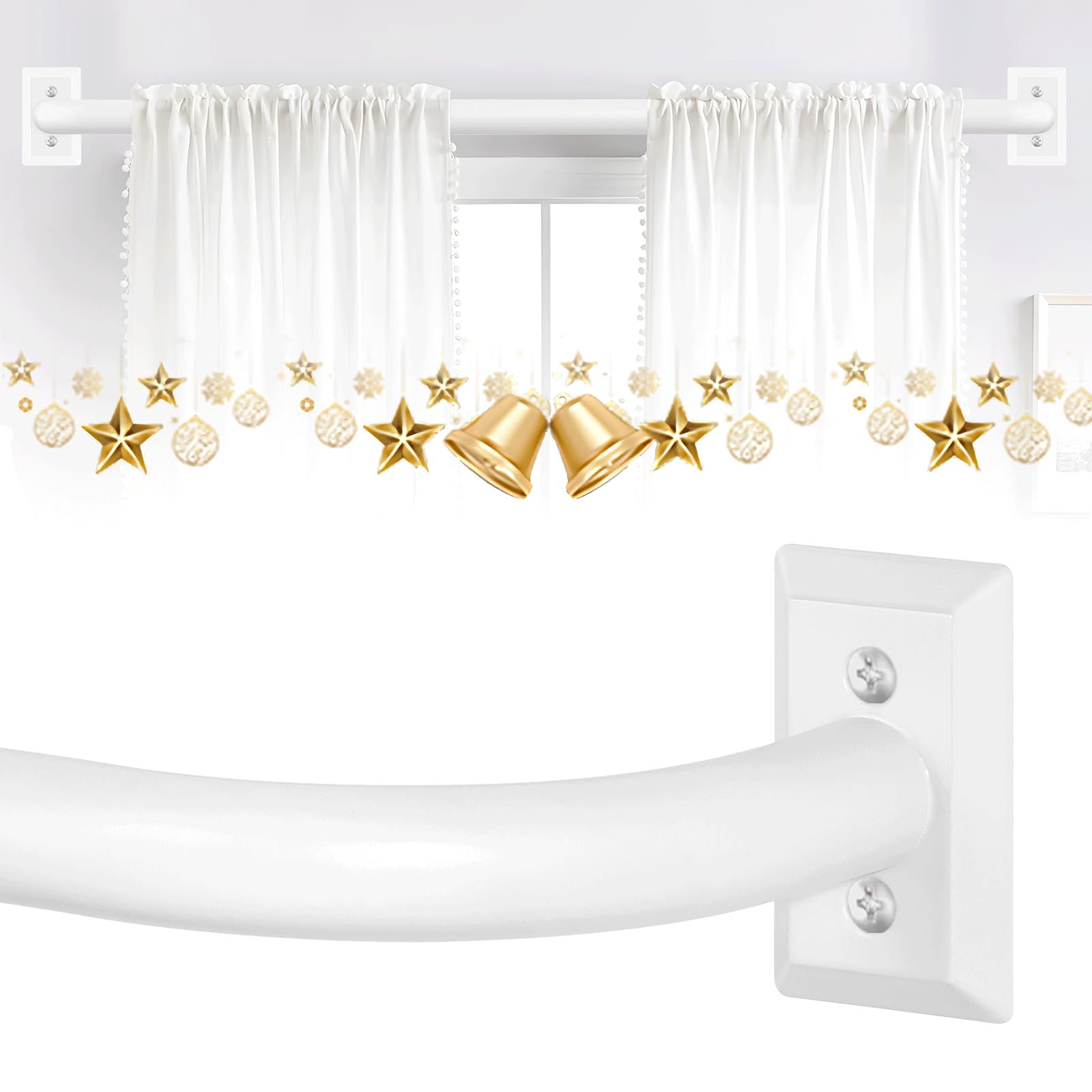 Amazon.com: TVWOO White Wrap Around Curtain Rods 28 to 48 Inch:Blackout ...