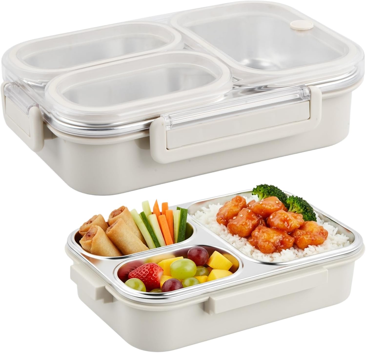 Daelesr Stainless Steel Lunch Box 1000 ml with 3 Compartments, Bento ...