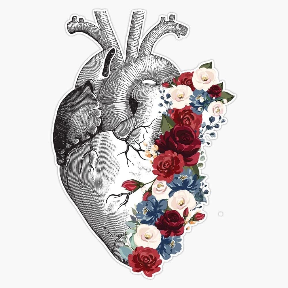 Amazon.com - Human Heart - Floral Print Vinyl Waterproof Sticker Decal ...