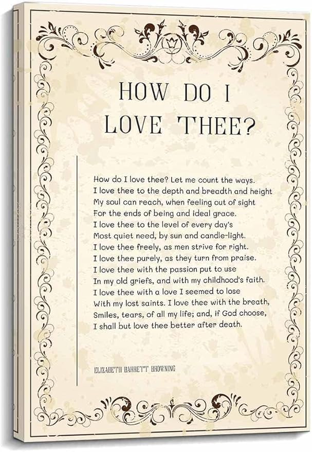 Amazon.com: How Do I Love Thee Poem Wall Decor Elizabeth Barrett ...