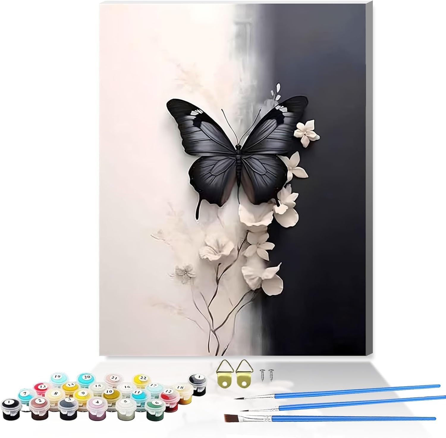 Amazon.com: Butterfly Paint by Numbers Kit for Adults Framed Canvas ...