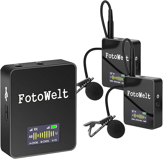 Amazon.com: fotowelt Wireless Lavalier Microphone for Camera DSLR Mini ...