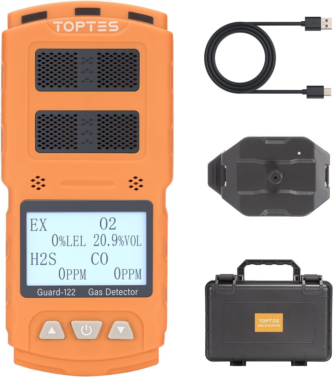 TopTes Guard-122 4 Gas Monitor Multi Gas Detector for H2S, CO, LEL, O2 ...