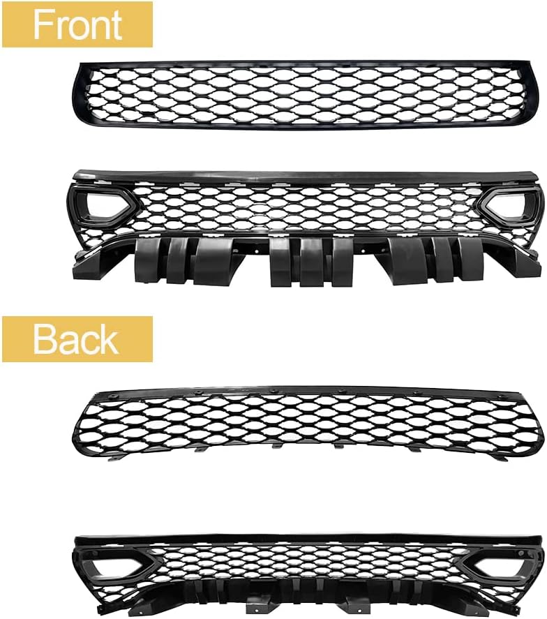 MATMACRO Rejilla inferior superior delantera compatible con Dodge ...