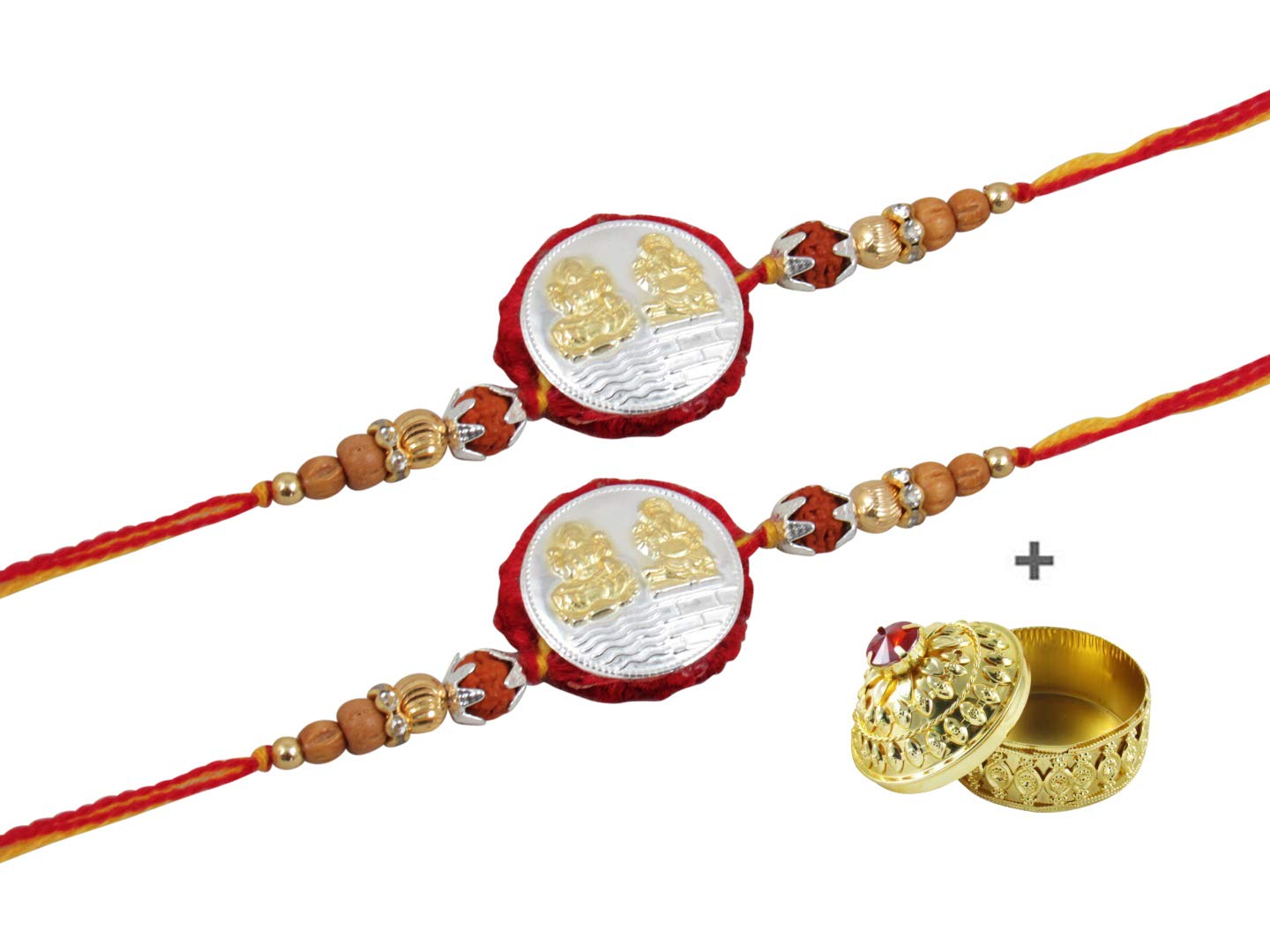 GoldGiftIdeas Pure 999 Silver Laxmi Ganesha Rakhi for Brother Combo ...