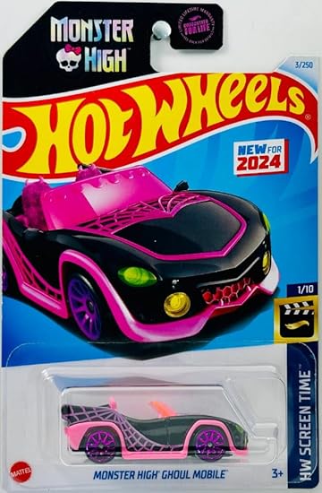Amazon.com: Hot Wheels Monster High Ghoul Mobile (Black), 1:64 Scale ...