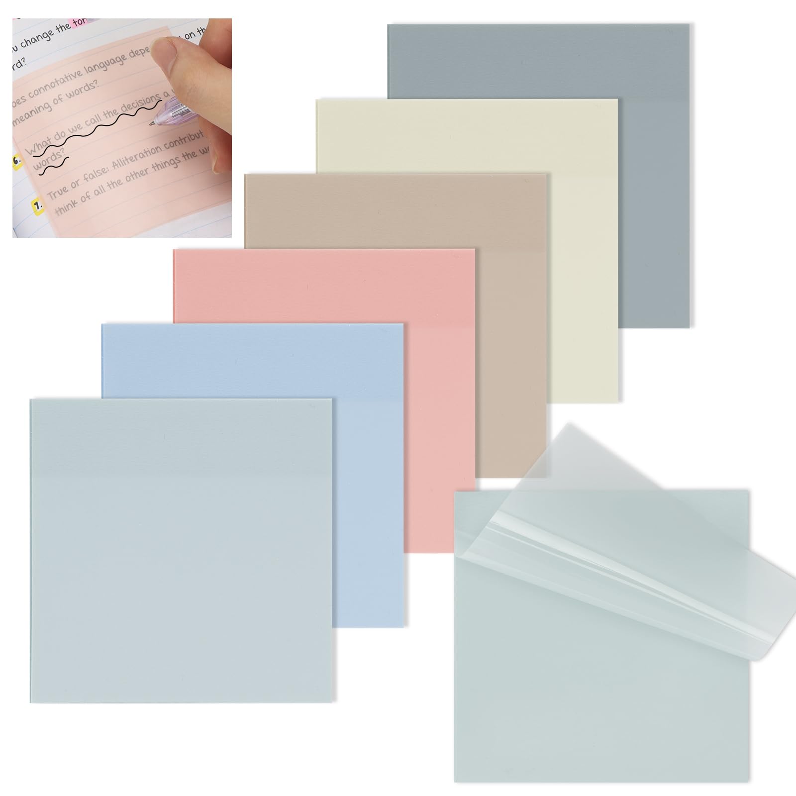 Snapklik.com : Transparent Sticky Notes, 300 Sheets, 6 Pads, 3x3 Inches ...