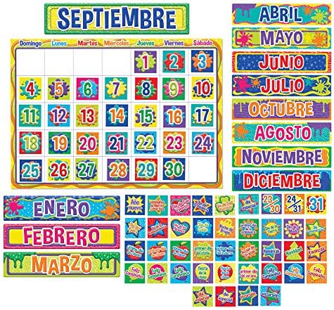 Amazon.com : Eureka Color My World Spanish Calendar Bulletin Board and ...