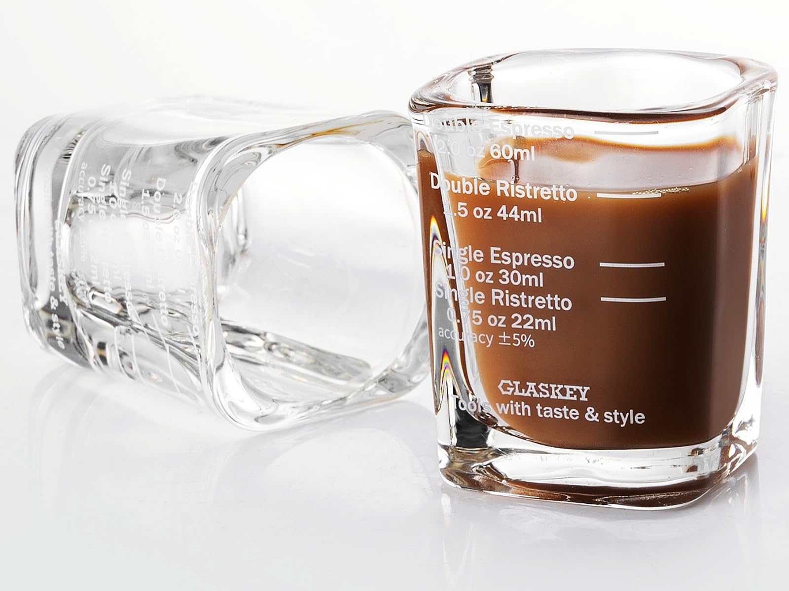 GLASKEY 2 Pack Shot Glasses Measuring Cup,60ml Espresso Shot Glass with ...