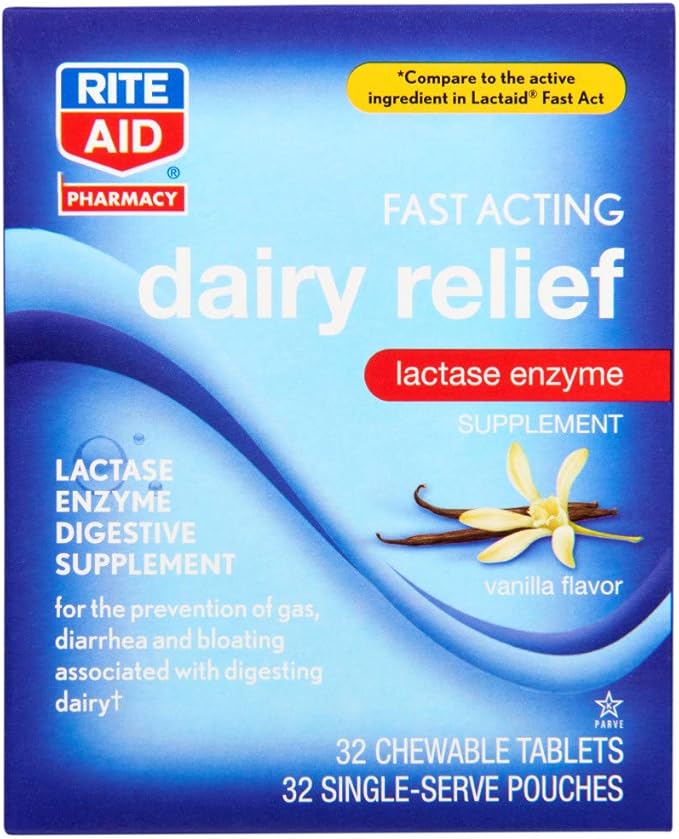 Amazon.com: Rite Aid Fast Acting Dairy Relief Chewable Tablets, Vanilla ...