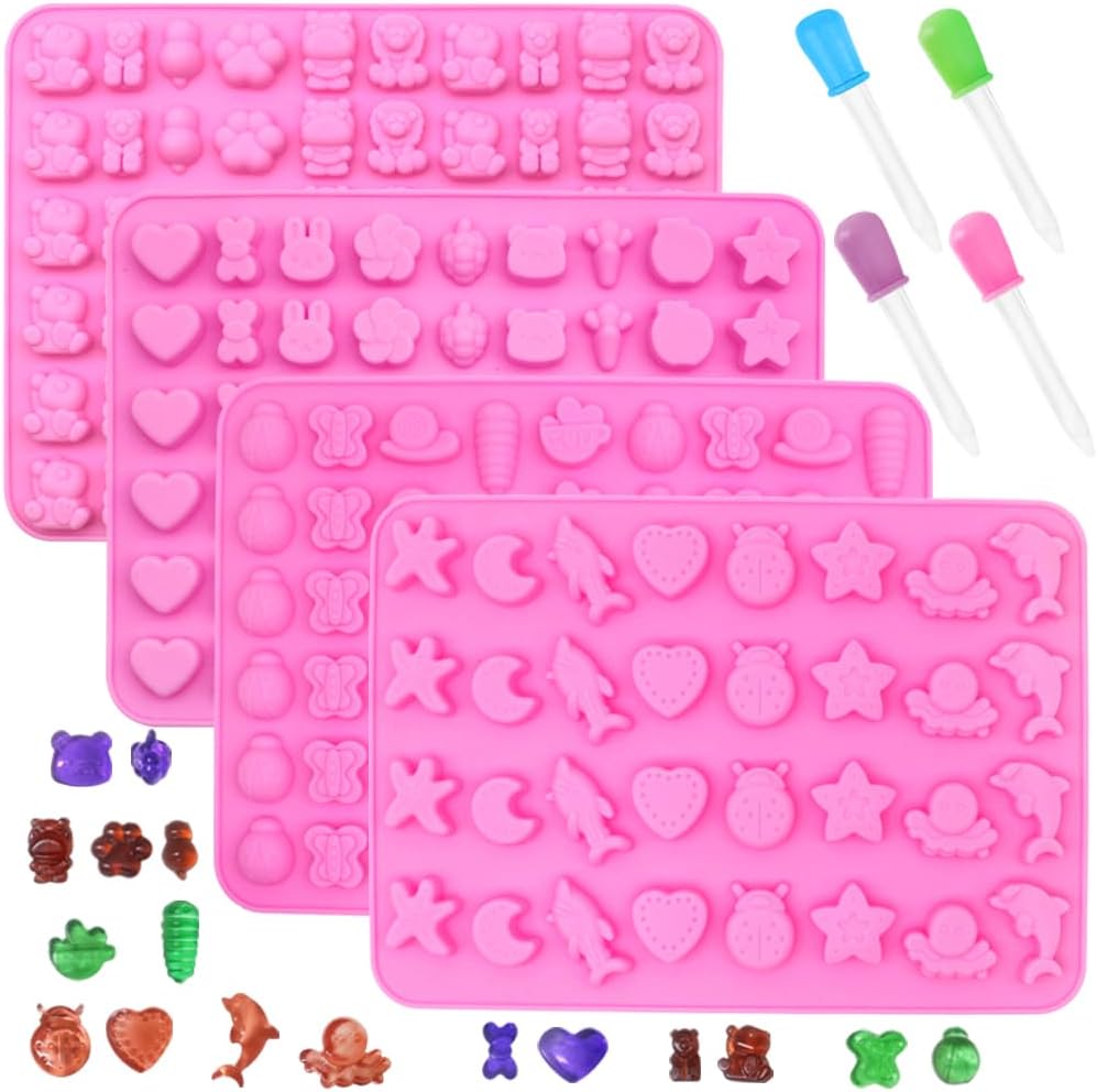 Amazon.com: 4 Pack Silicone Chocolate Molds with 4 Droppers, FineGood ...