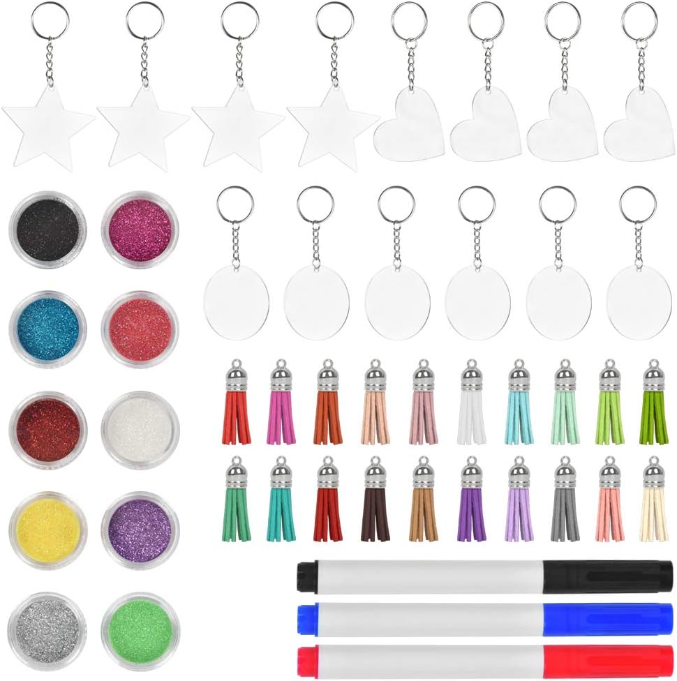 Amazon.com: 93PCS Acrylic Keychain Blanks, 20pcs Clear Keychain Blanks ...