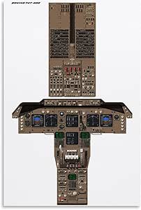 Boeing 747-400 Cockpit Poster Vintage Aviation Blueprint Military ...