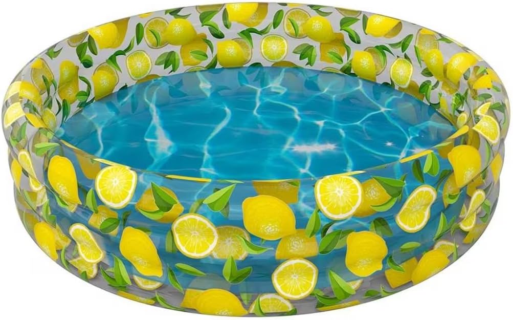 Amazon.com: PoolCandy 4 Person Deluxe Inflatable Pool in Lemon Print ...