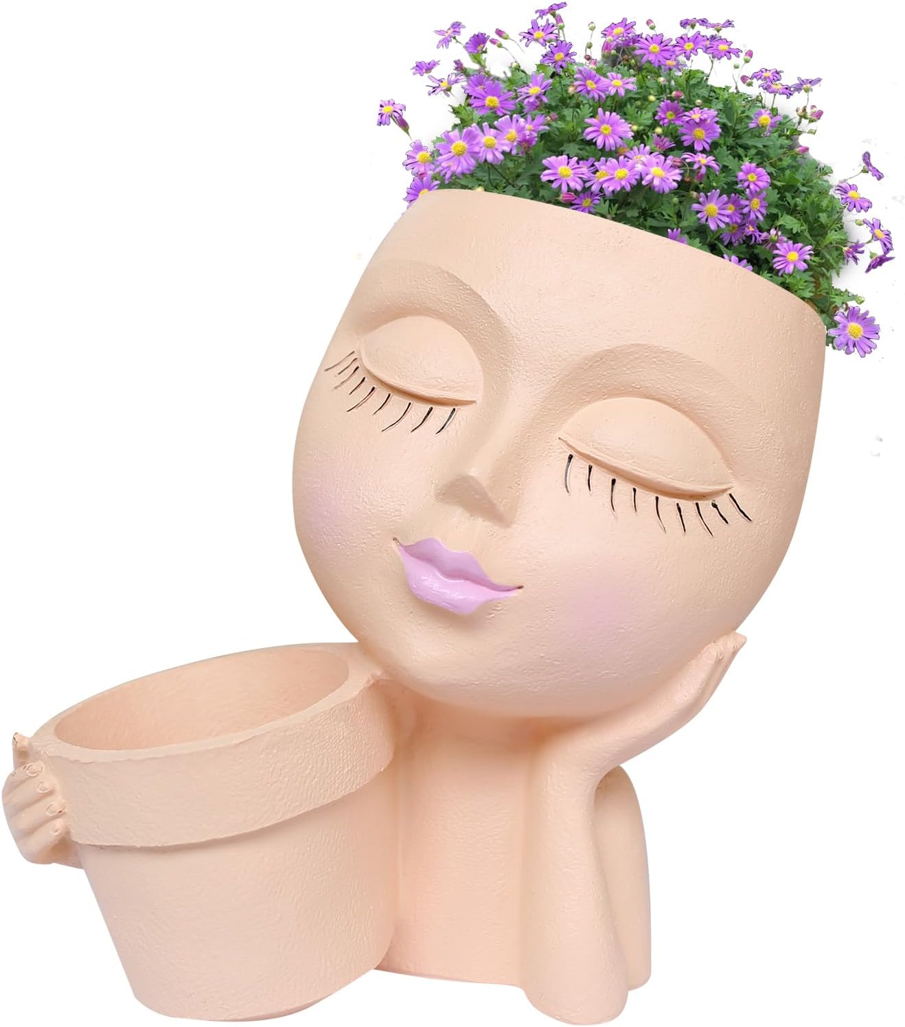 Amazon.com: Face Flower Pot - Cute Girl with Coffee Succulent Pots for ...