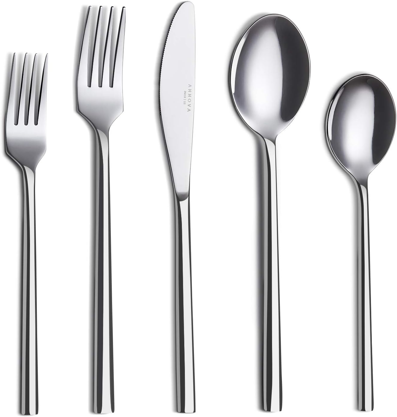 Amazon.com | JANKNG 20-Piece 18/10 Stainless Steel Silver Flatware Set ...