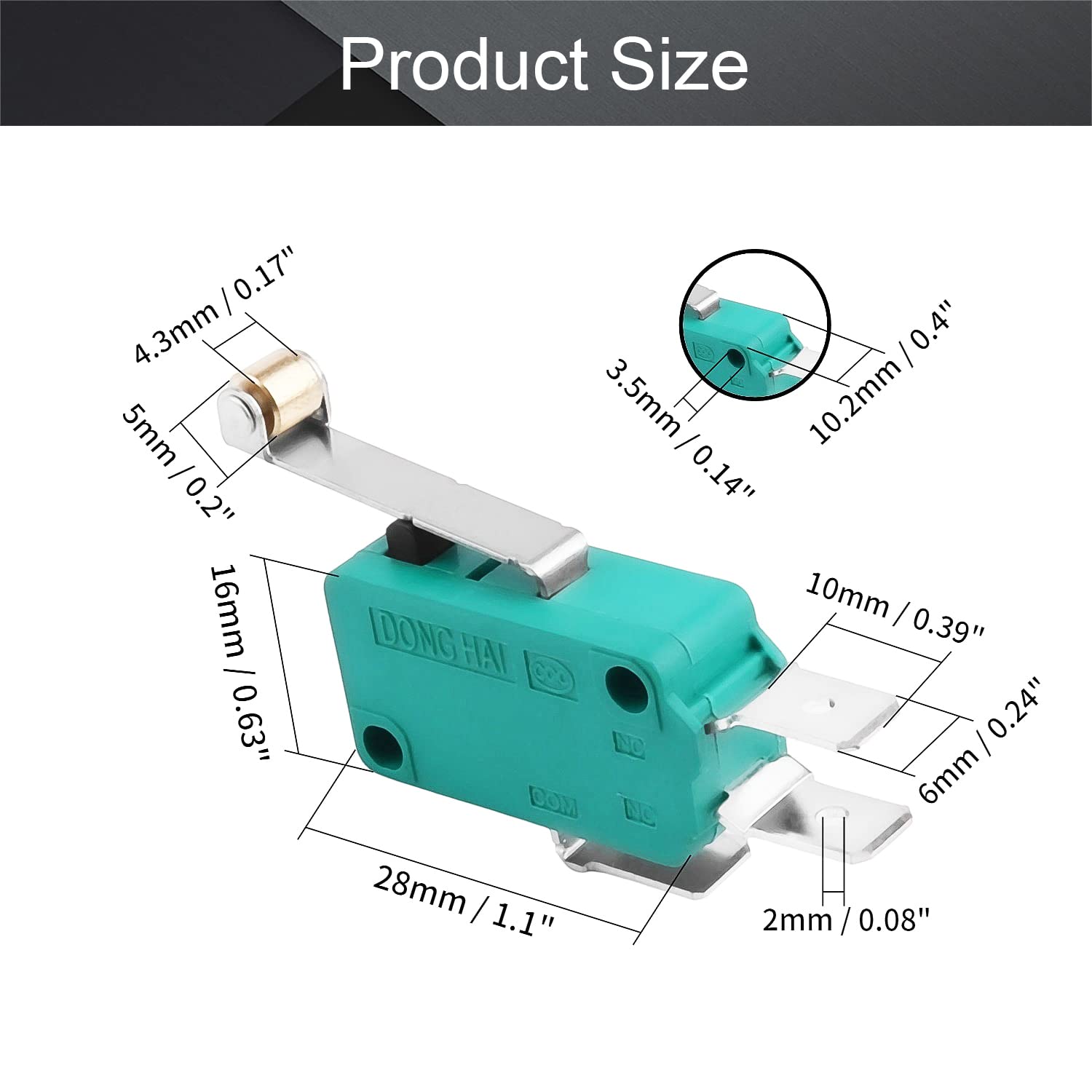 Snapklik.com : Fielec 2Pcs Micro Limit Switch 16A 125/250V SPDT 1NO 1NC ...