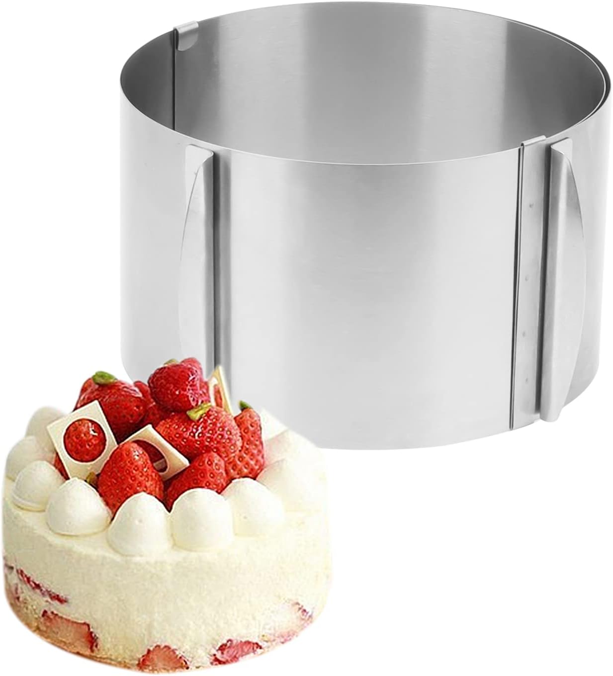 MANCHAP 6-12 Inch Adjustable Cake Ring Mould, 12cm High Round Stainless ...