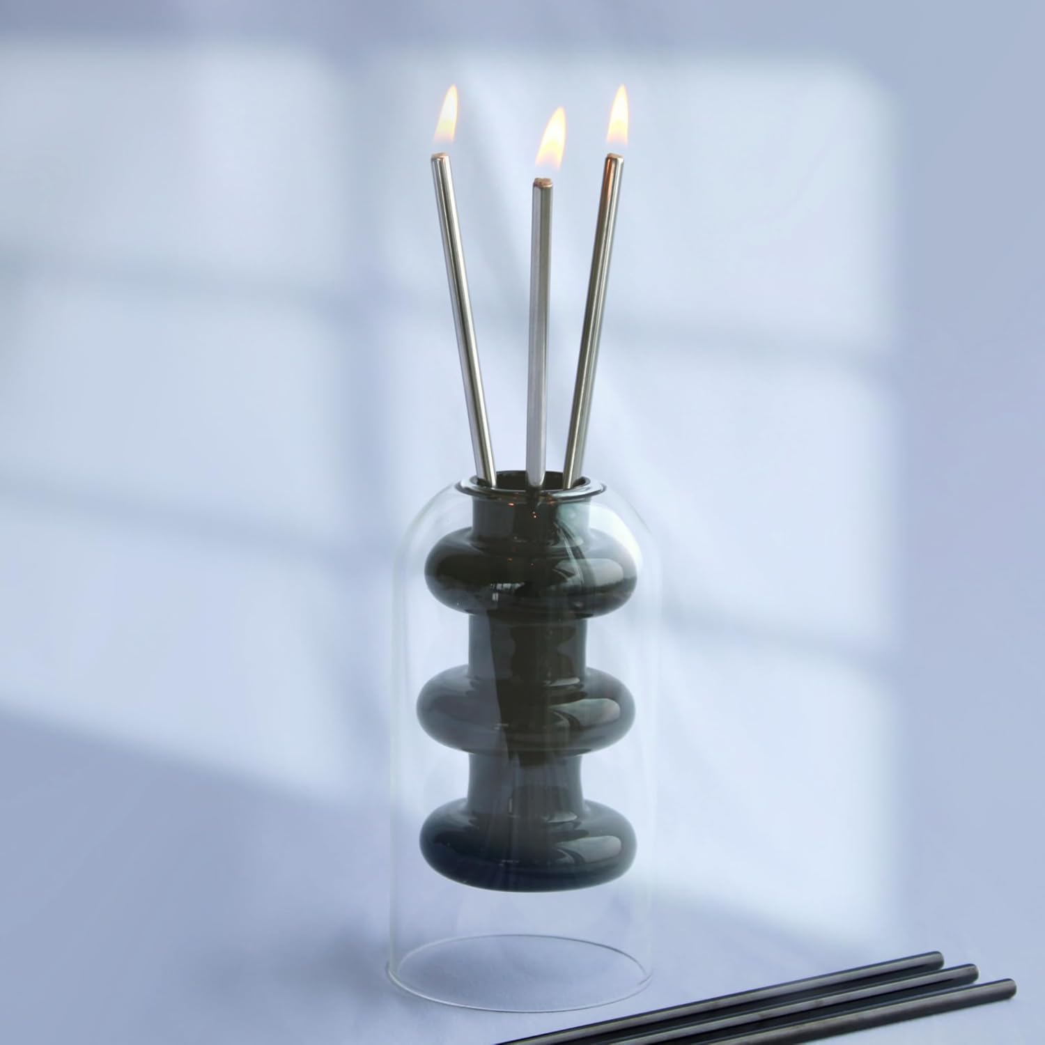 Amazon.com: Babiole Oil Candle - Black Vase, Two Metal Steel ...