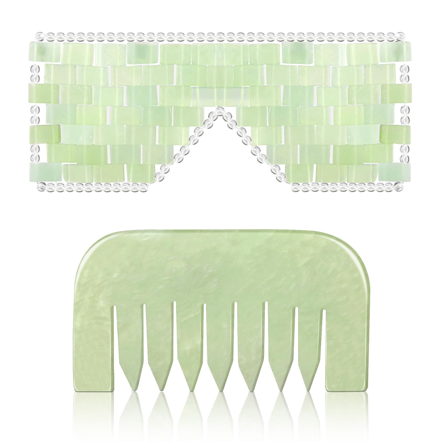 Amazon.com : Halfchet Jade Eye Mask and Jade Comb Set Includes Weighted ...