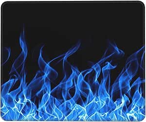 Amazon.com: Blue Flame Print Rubber Lock Edge Mouse pad, Office Desk ...