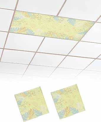 Spring Plants 2 Pcs Fluorescent Light Covers, Yellow Floral Branches ...