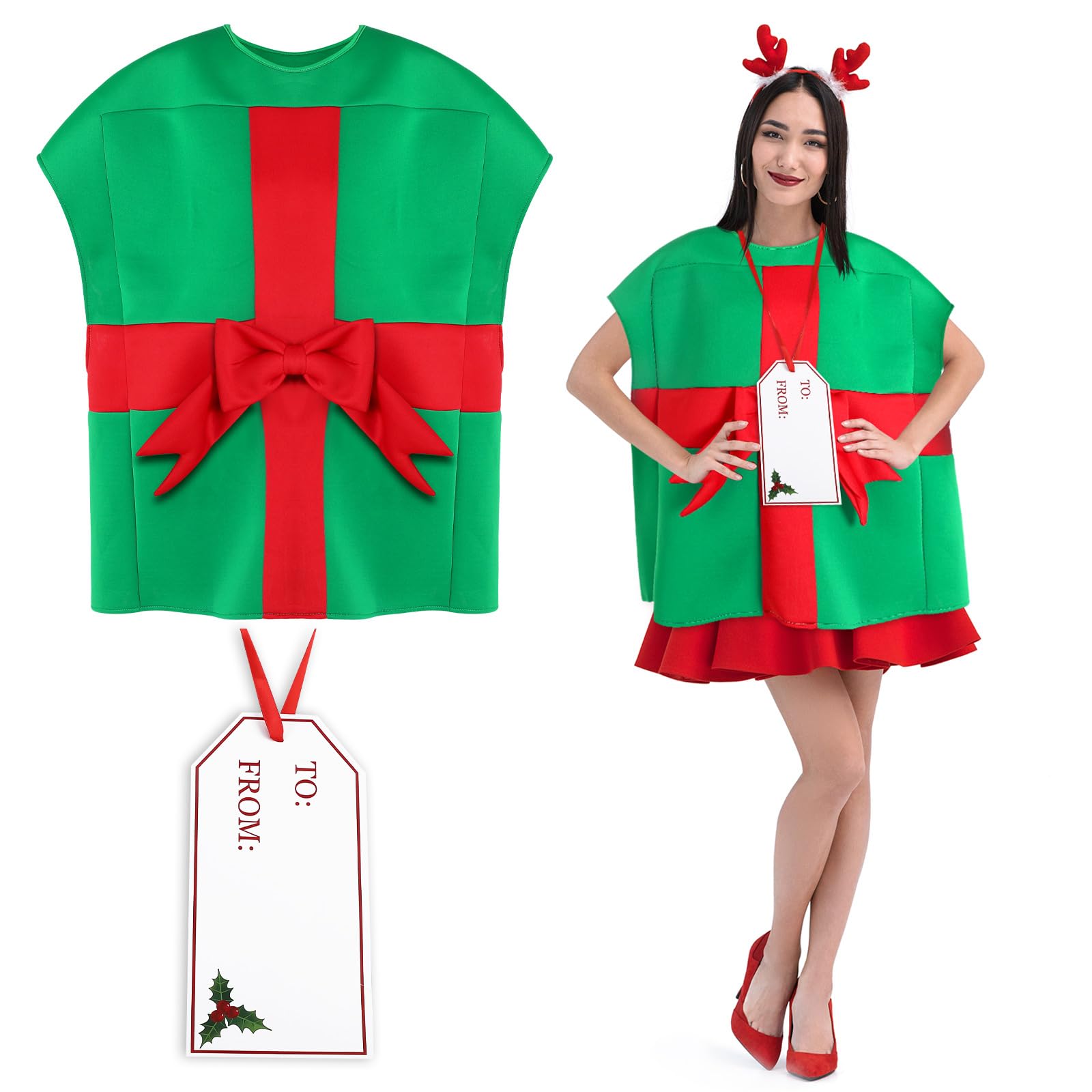Amazon.com: Jenaai 2 Pcs Christmas Costume for Women Present Cosplay ...
