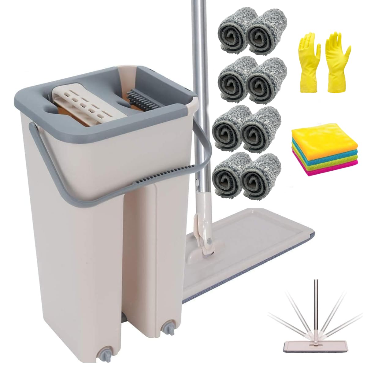 SWISSPACK Floor Mop and Bucket Set − Easy and Simple Squeeze Mop Bucket ...