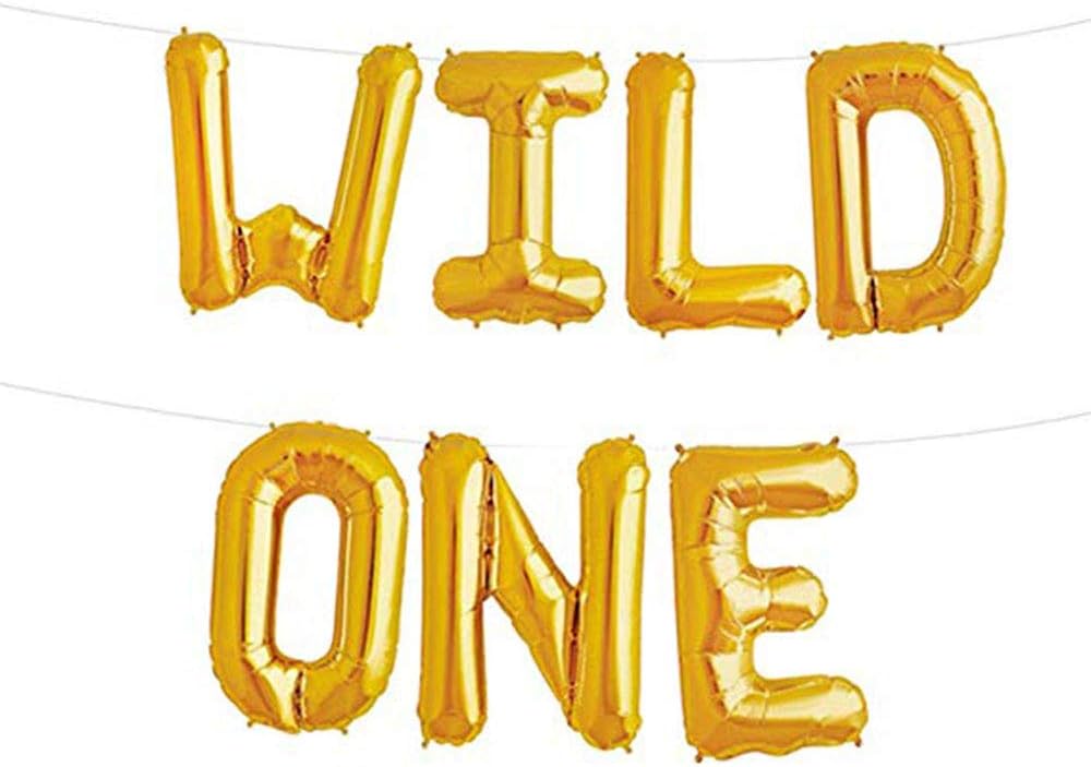 Amazon.com: AnnoDeel 16inch WILD ONE Balloons, Gold Letter Foil ...