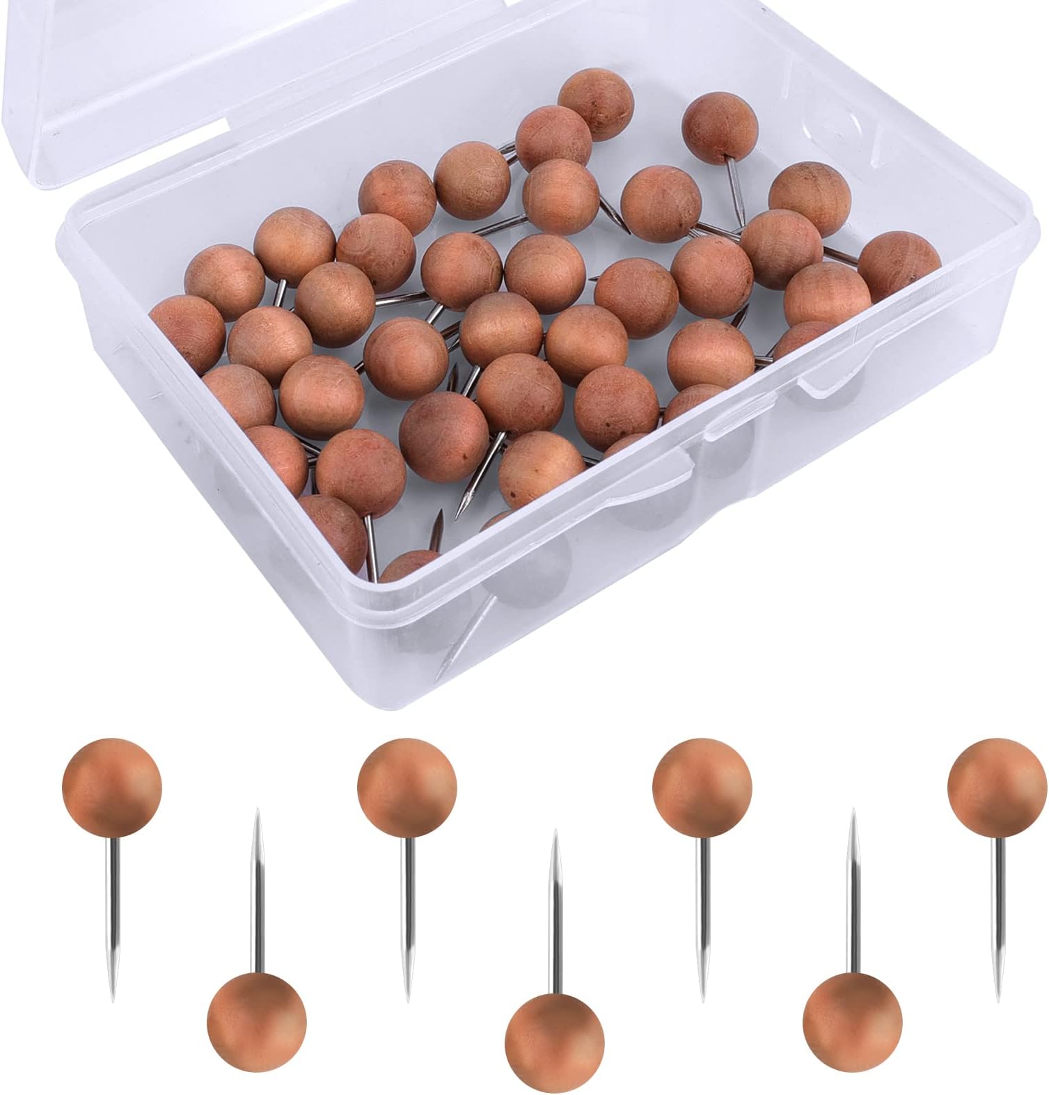 Amazon.com: Tupalizy Round Wooden Map Thumb Tacks Unfinished Natural ...