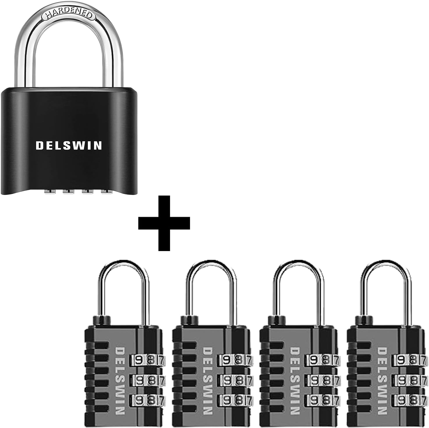 DELSWIN 4-Digit Combination Lock for Locker, 3-Digit Combo Lock for Gym ...