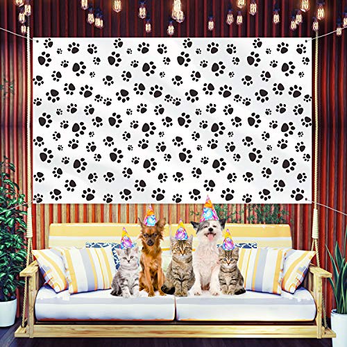 Buy 73 x 43 Inches Paw Prints Themed Photography Backdrop Kids Birthday ...