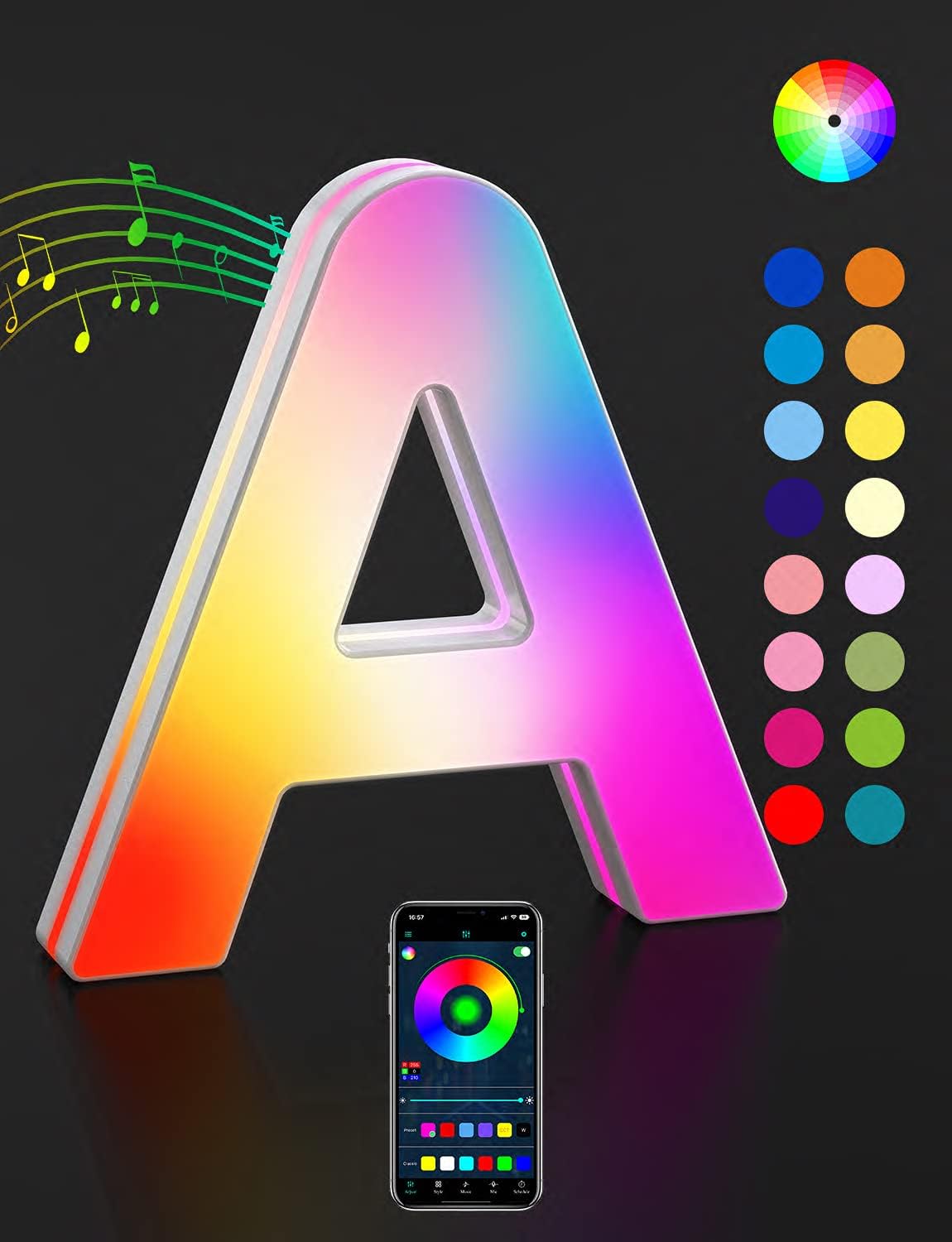 LED Marquee Letter Lights, Light Up Alphabet Letters Sign Lights RGB ...