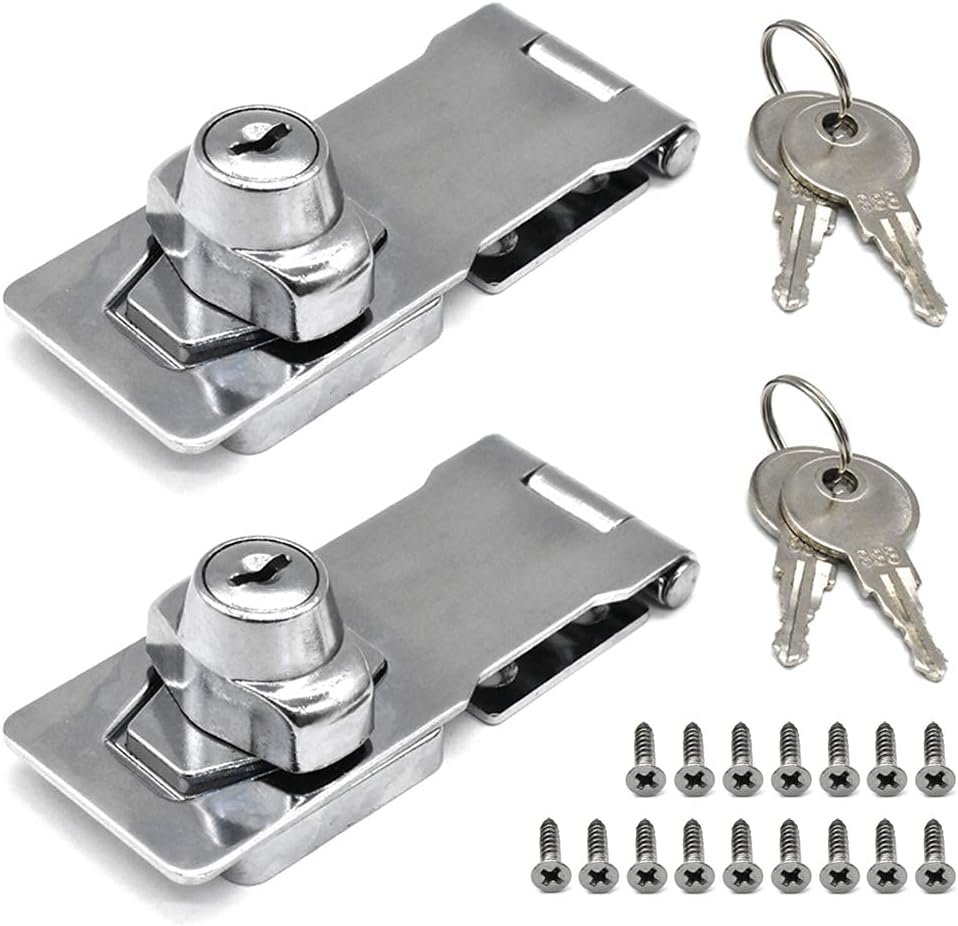 Jiozermi 2 Packs 3 Inch Hasp Locks with Keys, Stainless Steel Hasp ...