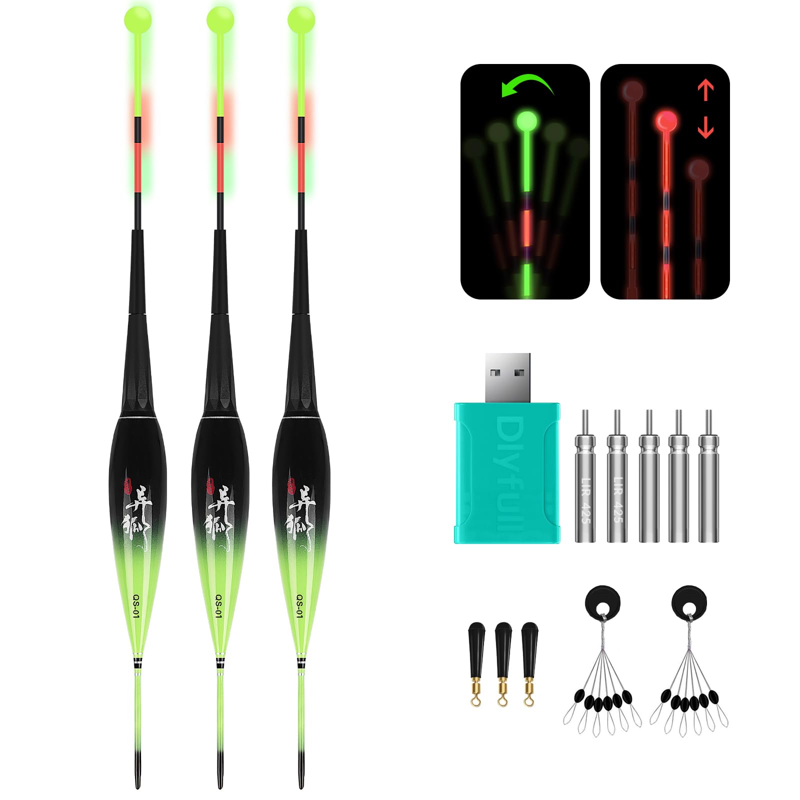 Snapklik.com : Lighted Slip Bobbers Fishing Floats LED Bobber w/Charger ...