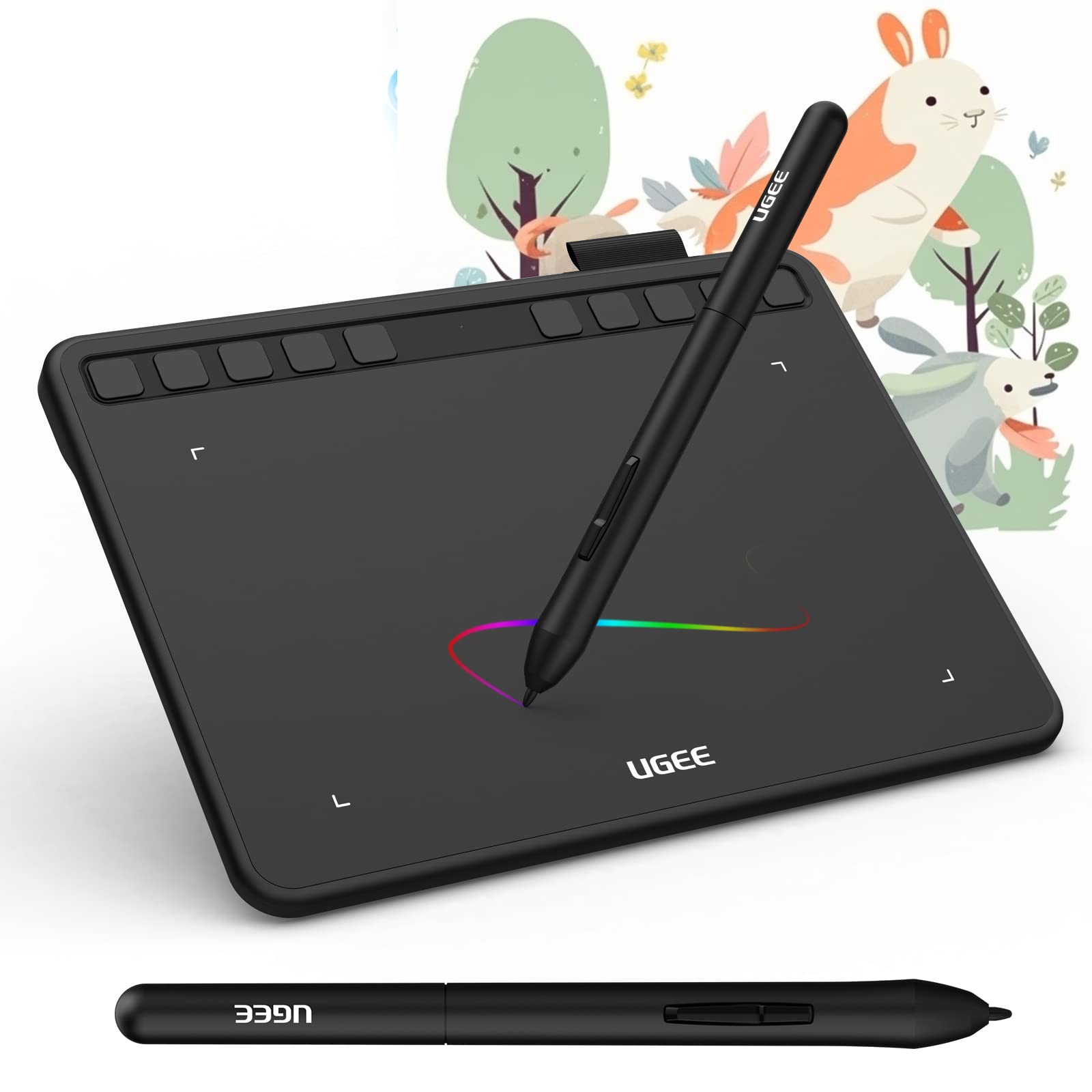 Amazon.com: Ugee S640 6.5X4 inch Drawing Tablet with 10 Hot Keys Computer Graphic Tablet，P01D ...