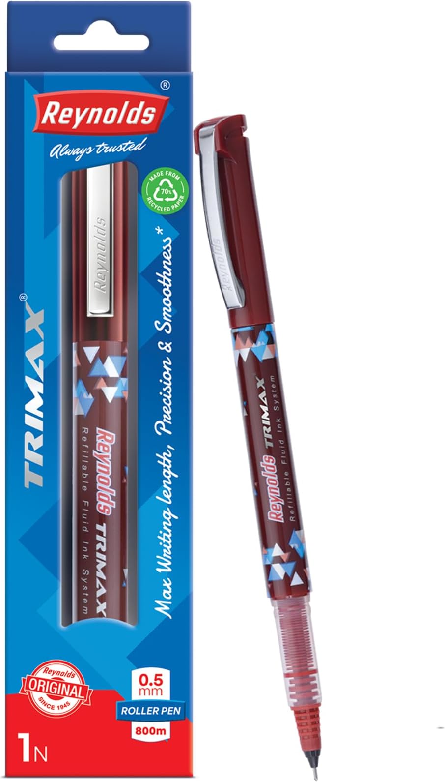 Reynolds TRIMAX RollerBall Pen SET - 1 PEN RED | ROLLER BALL PEN FOR ...