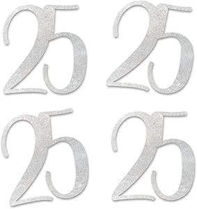 Amazon.com: Silver Glitter 25 Cut-Out Numbers, 25th Birthday Party ...