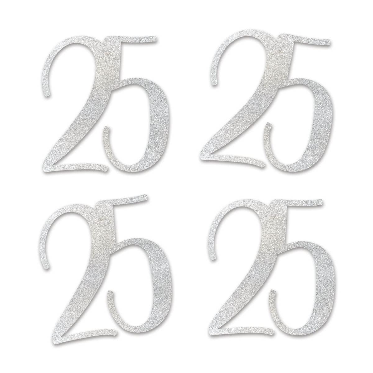 Amazon.com: Silver Glitter 25 Cut-Out Numbers, 25th Birthday Party ...