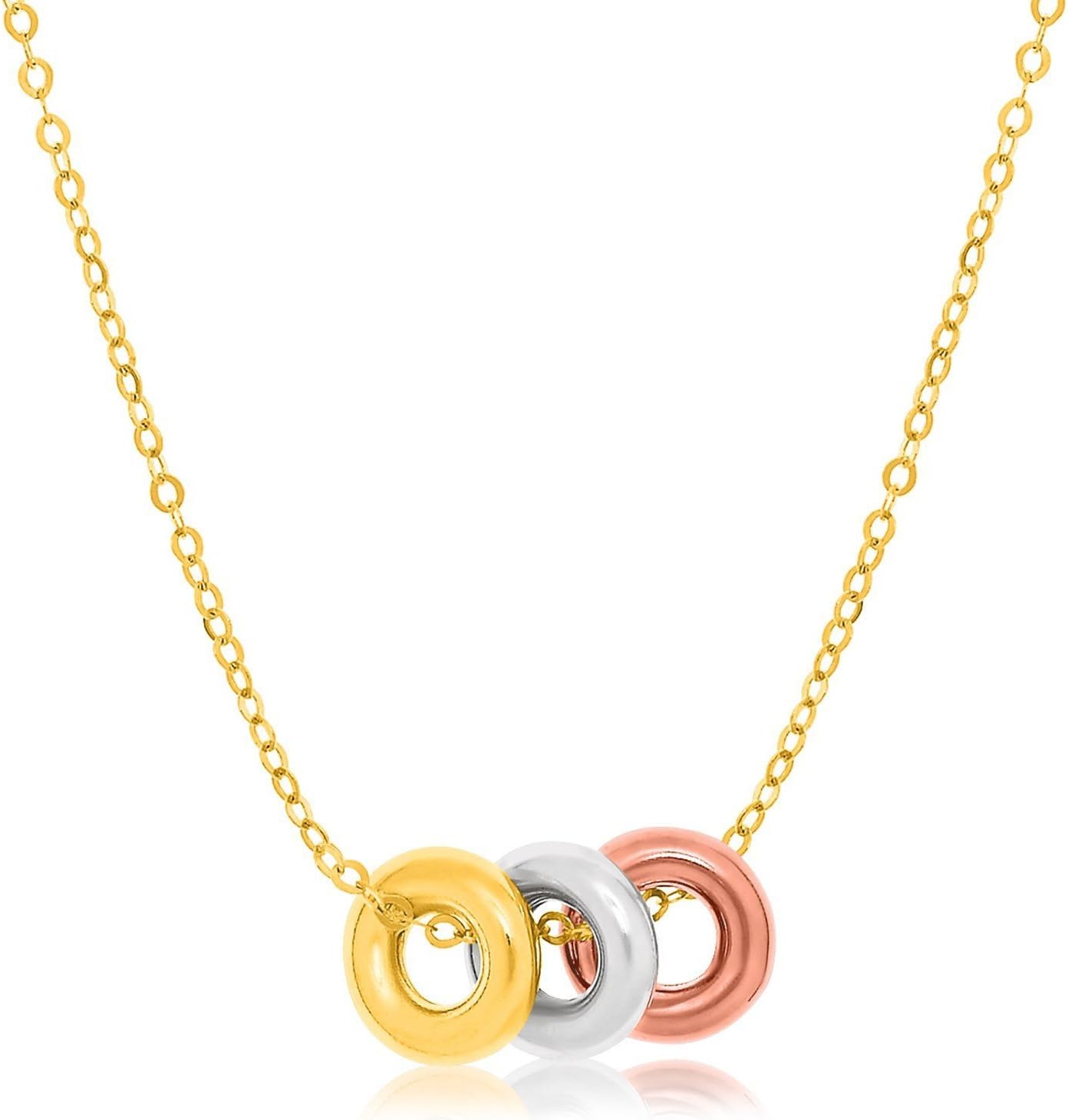 Amazon.com: 14K Tri-Color Gold Chain Necklace with Three Open Circle ...