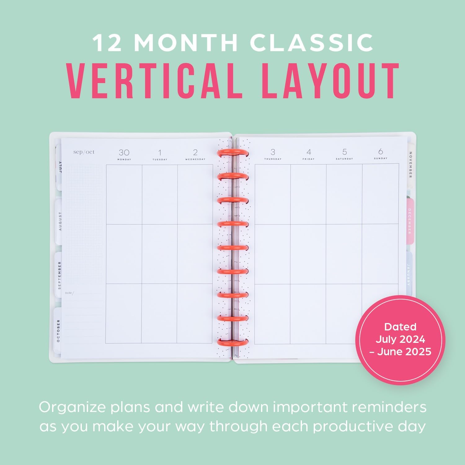 Happy Planner Disc-Bound 12-Month Planner, July 2024–June 2025 Daily ...