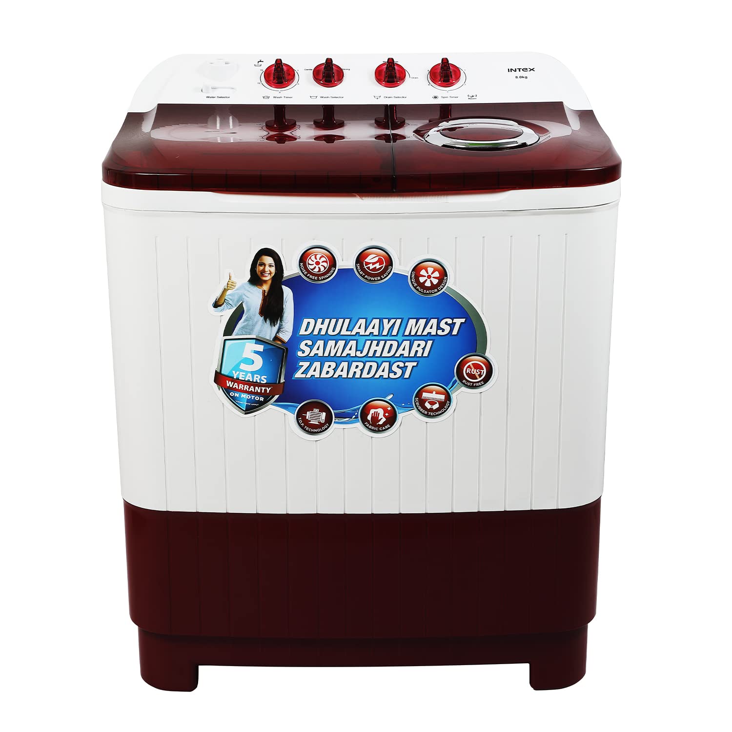 Intex 8 KG Semi Automatic Top Loading Washing Machine with Air Dry ...