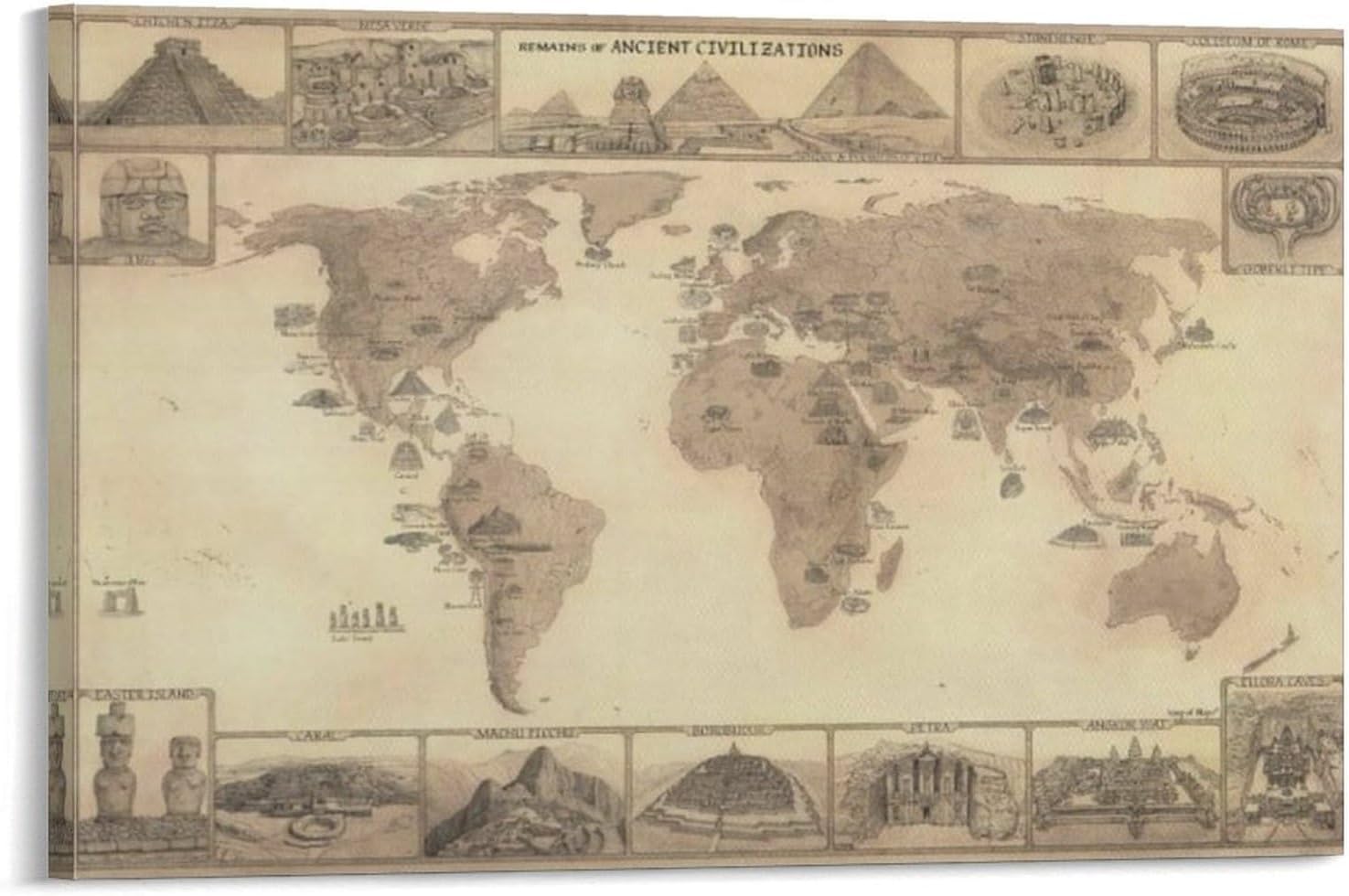 Amazon.com: ANCIENT CIVILIZATIONS MAP Hand-drawn World Map Evidence of ...