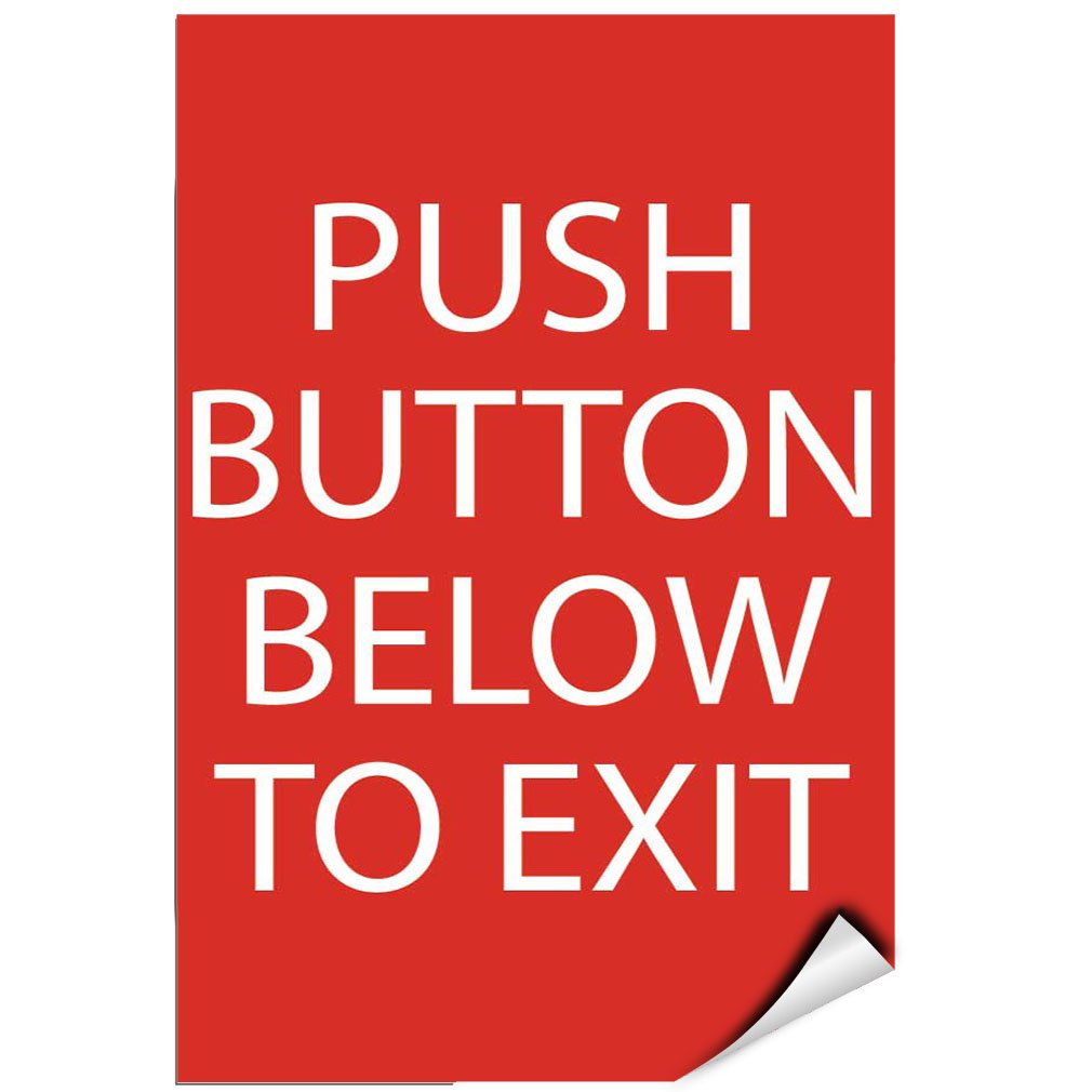 Push Button Below to Exit Ada Sign Ada Exit Signs Label Decal Sticker 5 ...